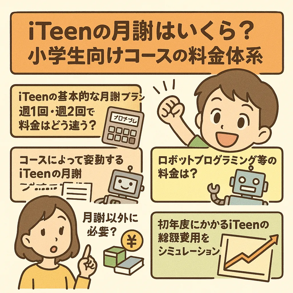 iTeen月謝いくら？小学生向け料金プラン総額と他社比較で後悔しない - PC堂パソコン教室｜岡崎市のパソコン・プログラミング教室